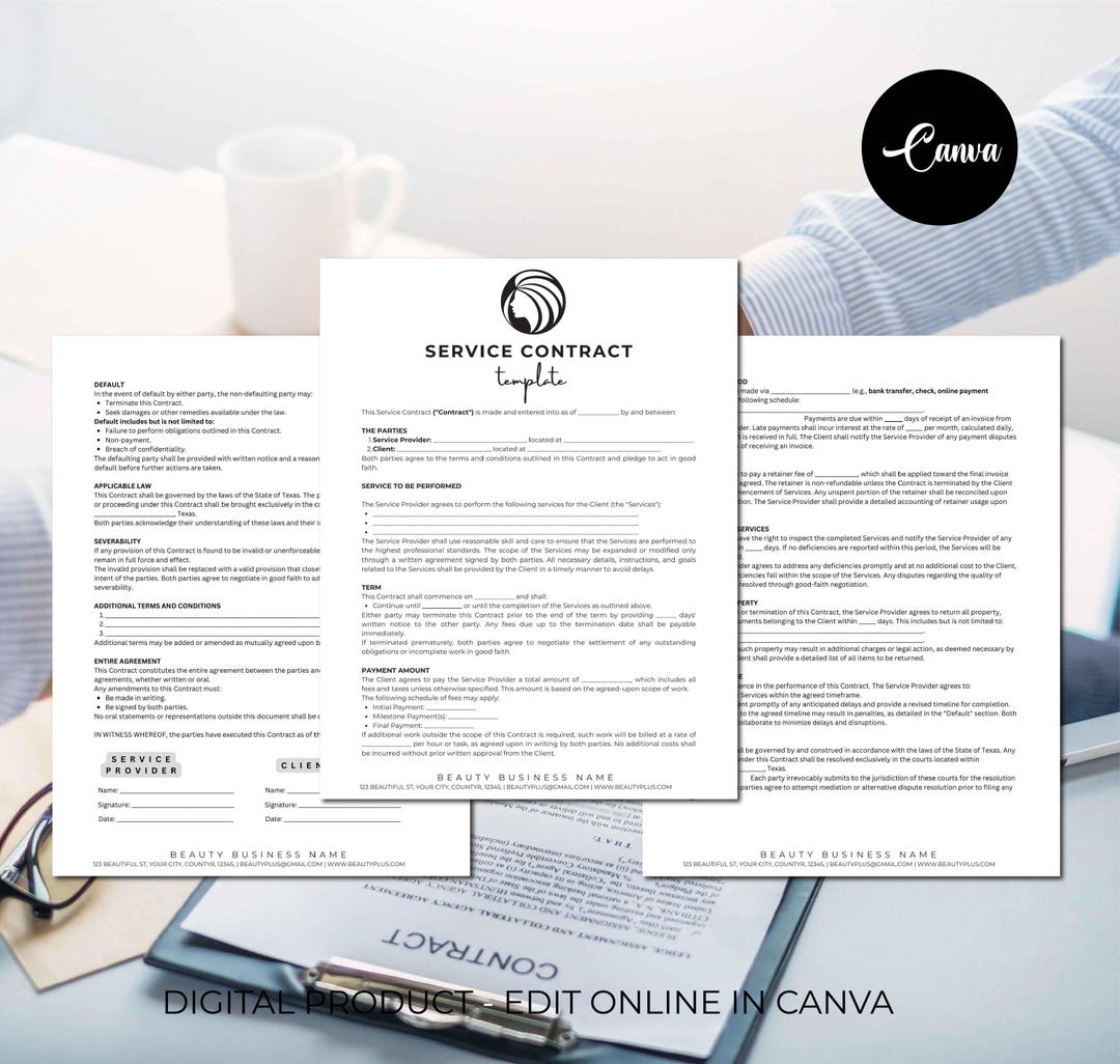 Editable Service Contract Templates, Services Contract Agreement ...