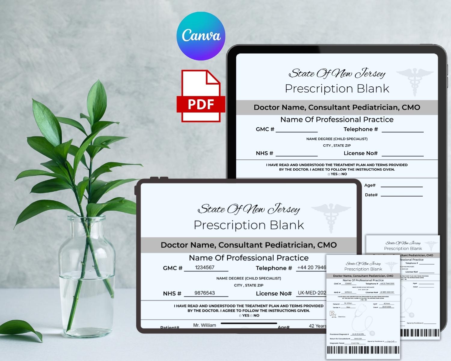 Editable Prescription Template, Professional Script, Prescription Pad ...