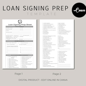 Printable Notary Loan Signing, Agent Signing Prep Sheet, Intake Form ...