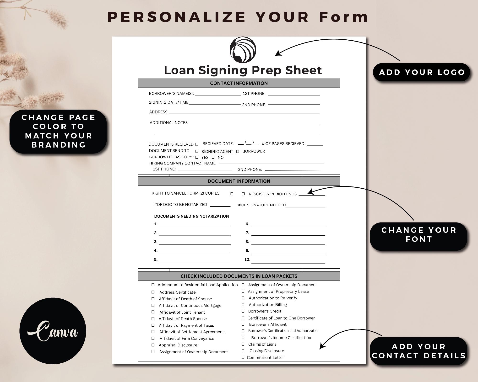 Notary Checklist & Loan Signing, Notarial Certificate, Agent Signing ...
