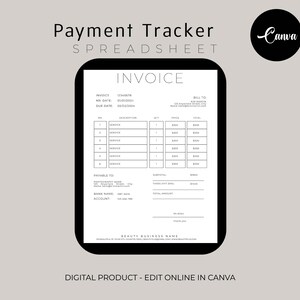 Payment Tracker Canva Template, Printable Client Payment History ...
