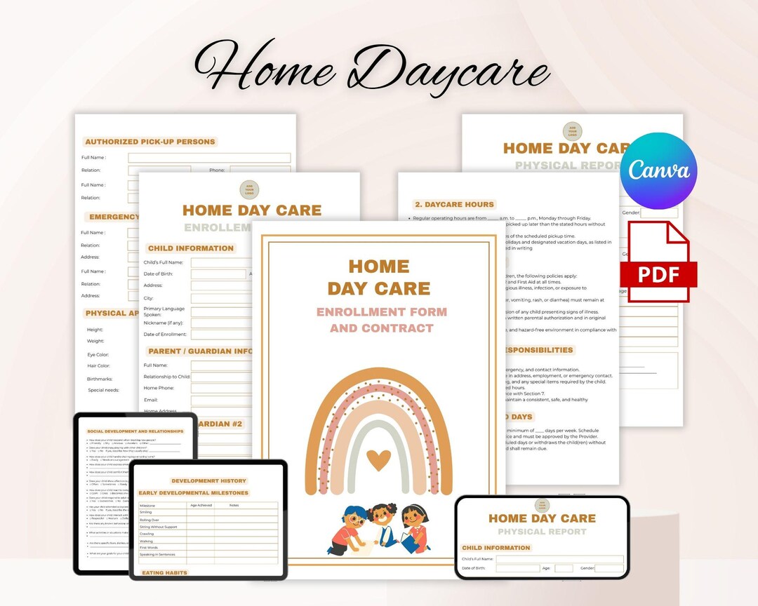 Home Daycare Contract Agreement Template, Daycare Starter Kit, Daycare ...