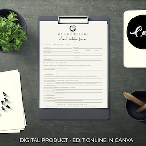 Editable Acupuncture Consultation & Consent Forms, Client Intake, Acupuncture Right to Refusal ...