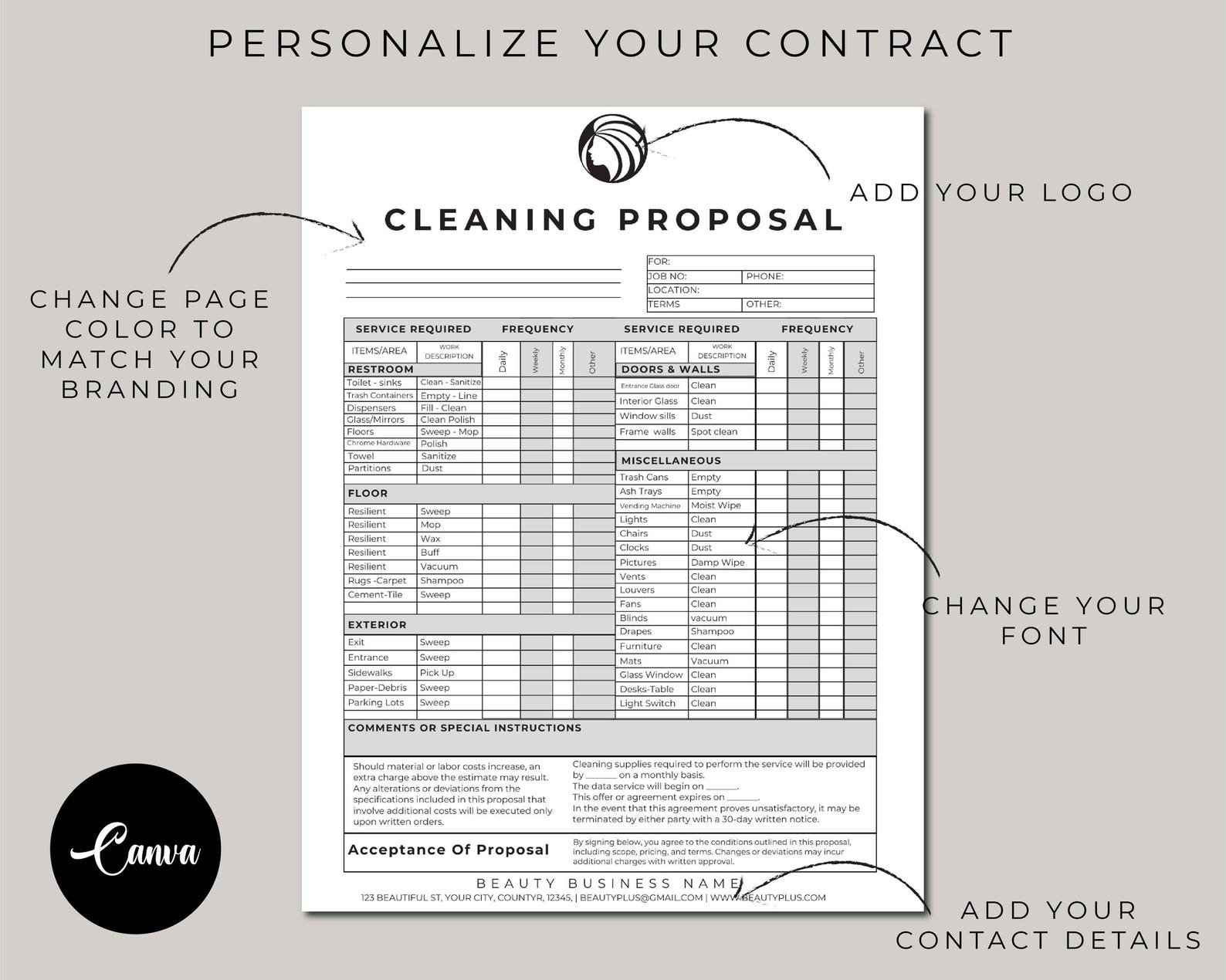 Cleaning Proposal Template, Editable Cleaning Service Proposal ...