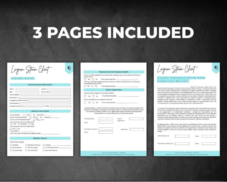 Lingam Steam Client Intake Form, Esthetician Consent Form, Facial ...