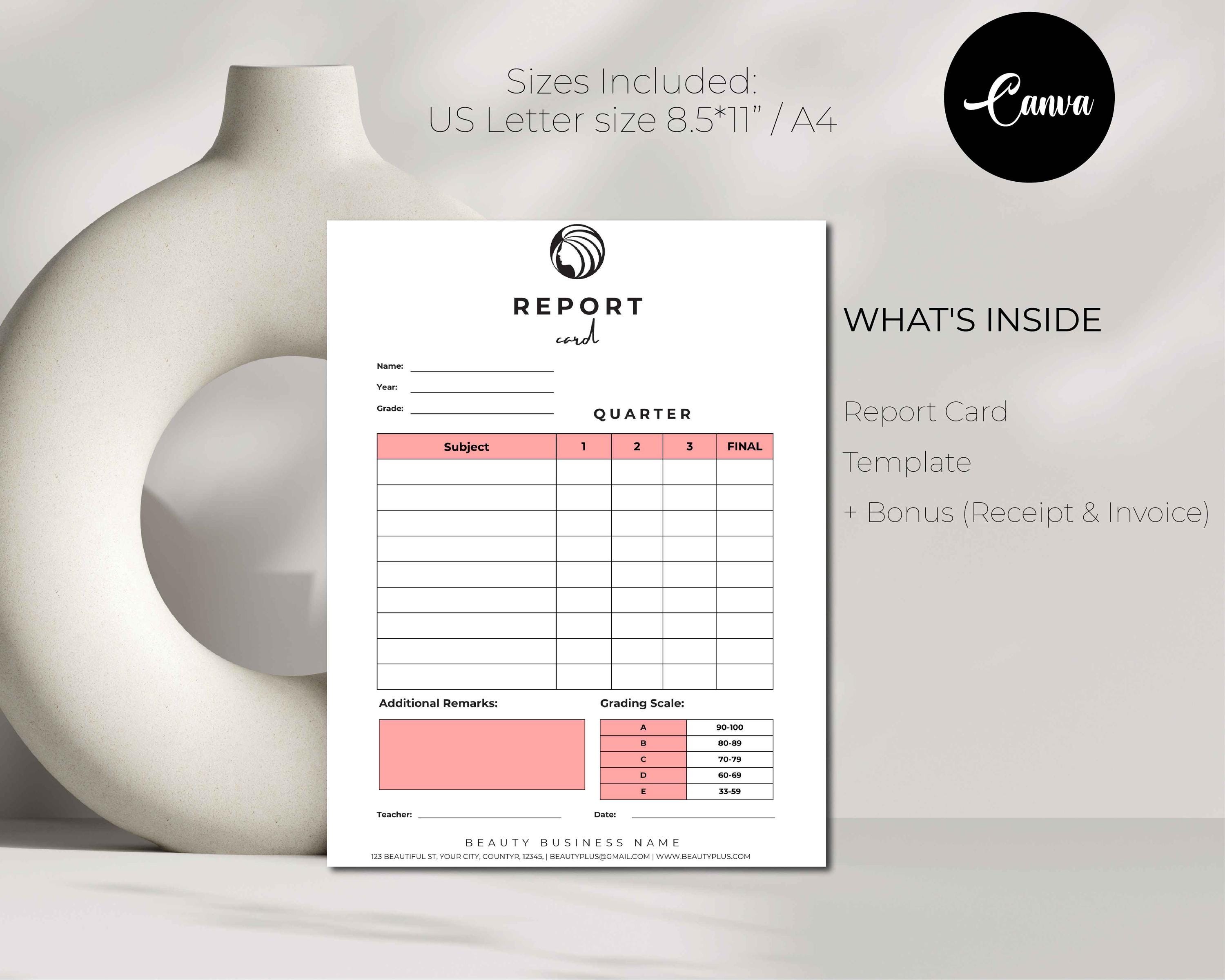 Editable Report Card, Homeschool Report Sheet, Home School Academic ...