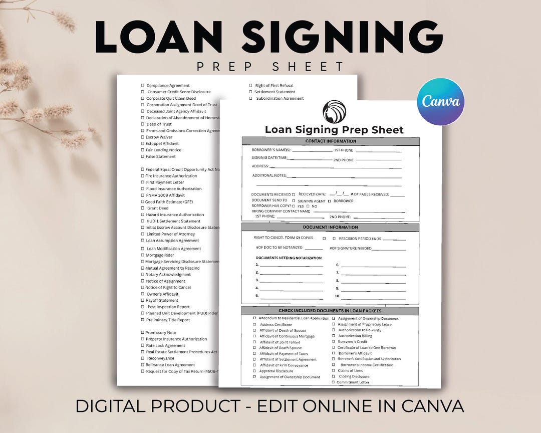 Notary Checklist & Loan Signing, Notarial Certificate, Agent Signing ...