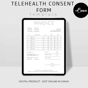 Telehealth Consent Form, Telemedicine Patient Intake, Virtual ...