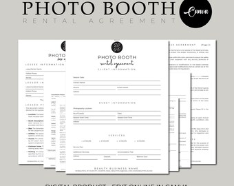 Photo Booth Contract, Photo Booth Rental Agreement, Photo Booth ...