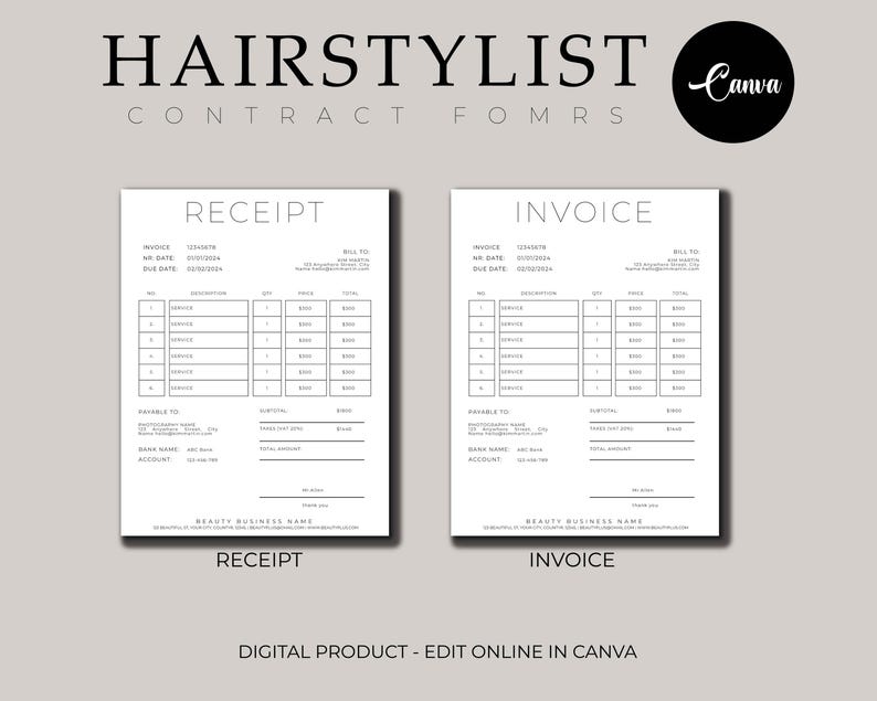 Professional Hairstylist Forms Bundle, Hairstylist Client Intake Form ...