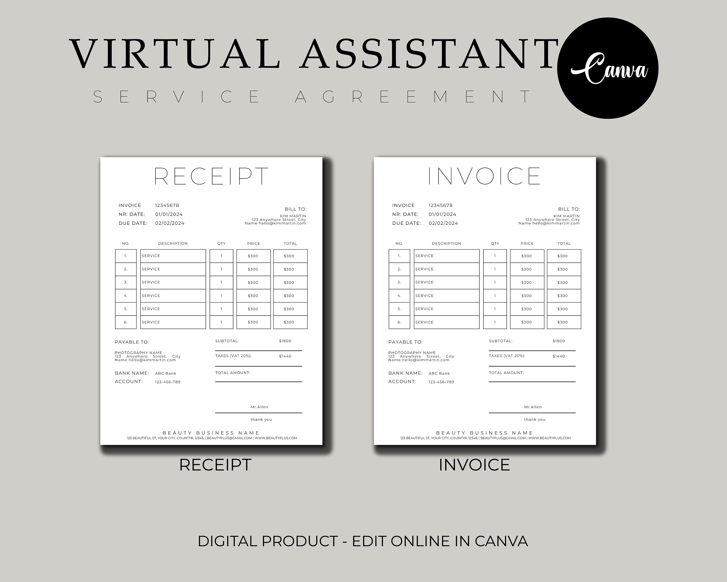 Virtual Assistant Service Agreement, Freelance Virtual Assistant ...