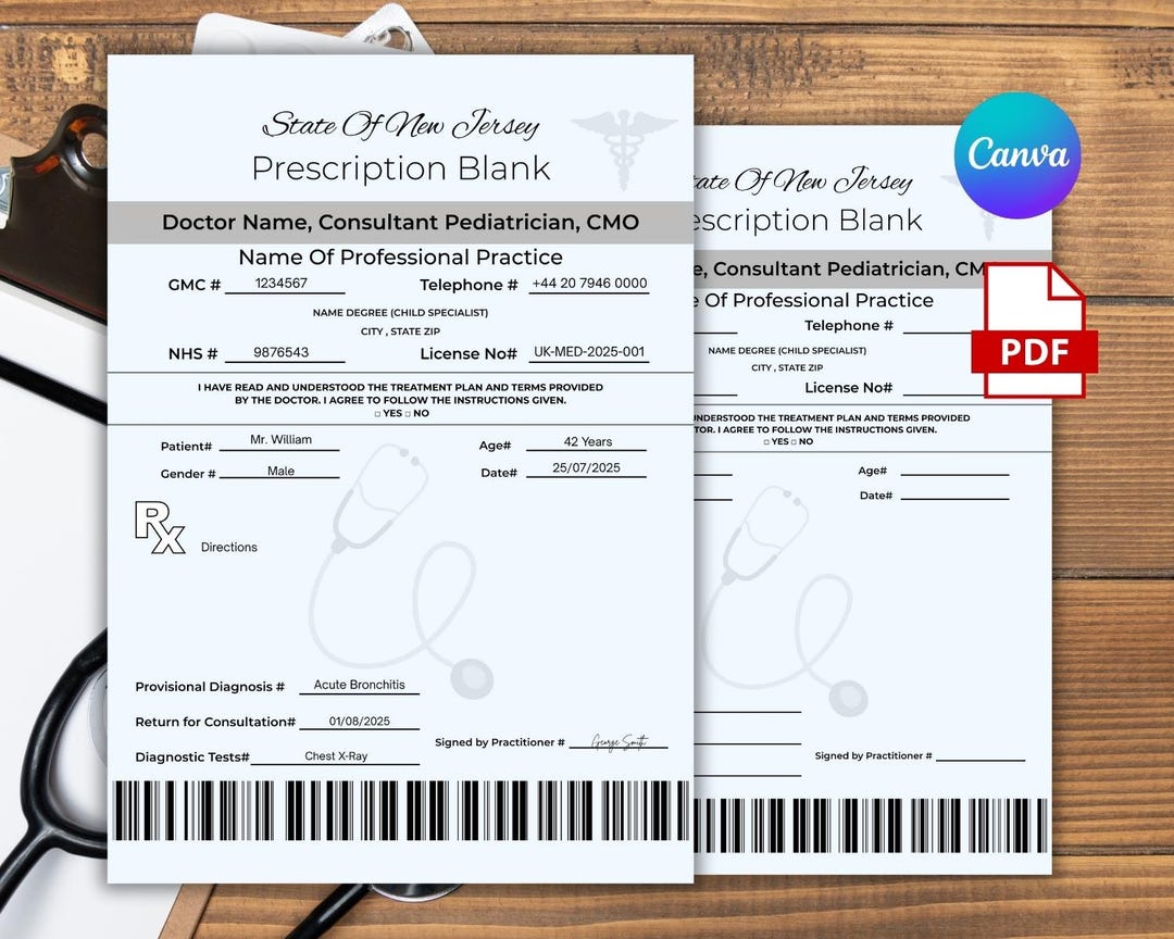 Editable Prescription Template, Professional Script, Prescription Pad ...