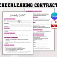 Cheerleading Contract Template, Cheerleading Tryouts Flyer, Coaching ...