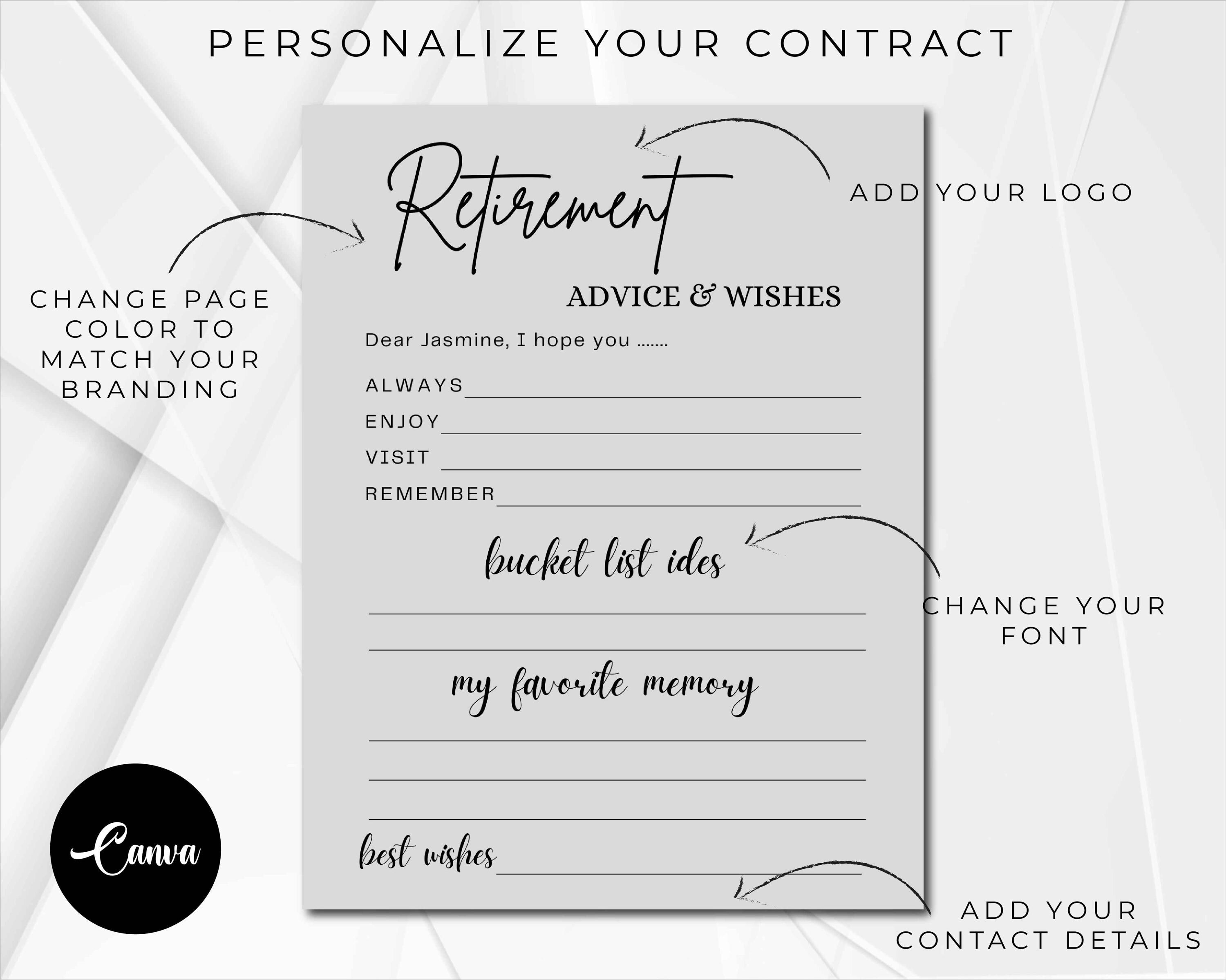 Retirement Advice and Wishes Card, Printable Modern Retiree Party Game ...