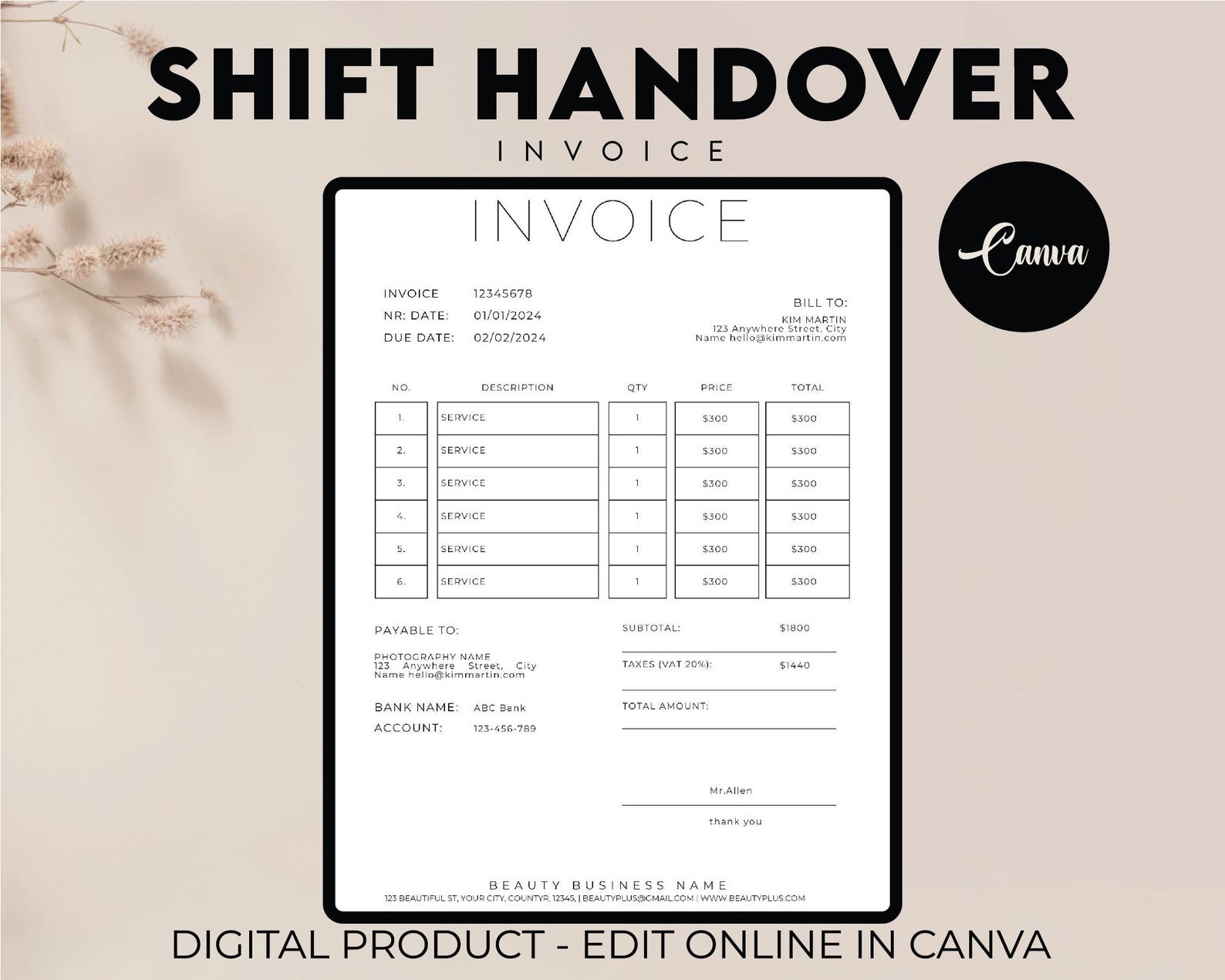 Editable Shift Handover Log, Restaurant Shift Change Manager Log ...