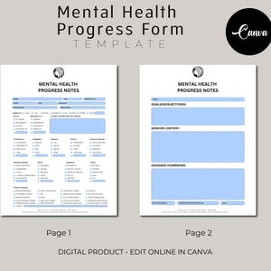 Canva Mental Progress Note Template, Counseling Therapy Note, Therapy ...