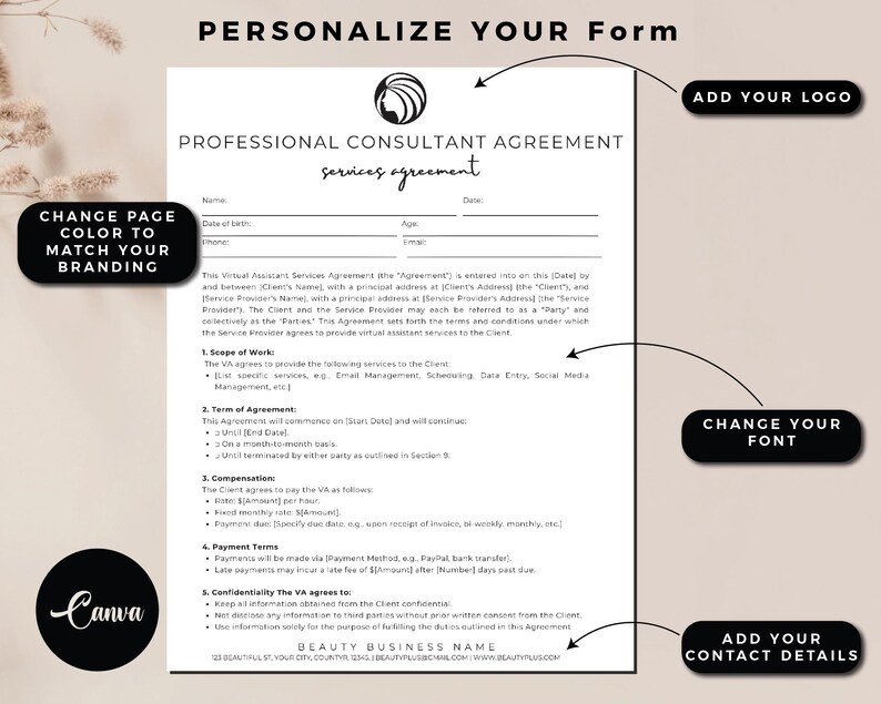 Consulting Contract Agreement, Consultant Services Forms, Business ...