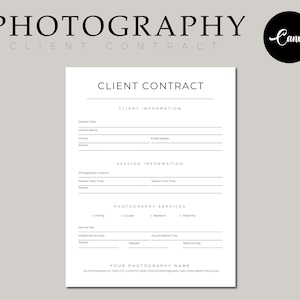 Photography Client Contract Template, Photography Forms, Client ...