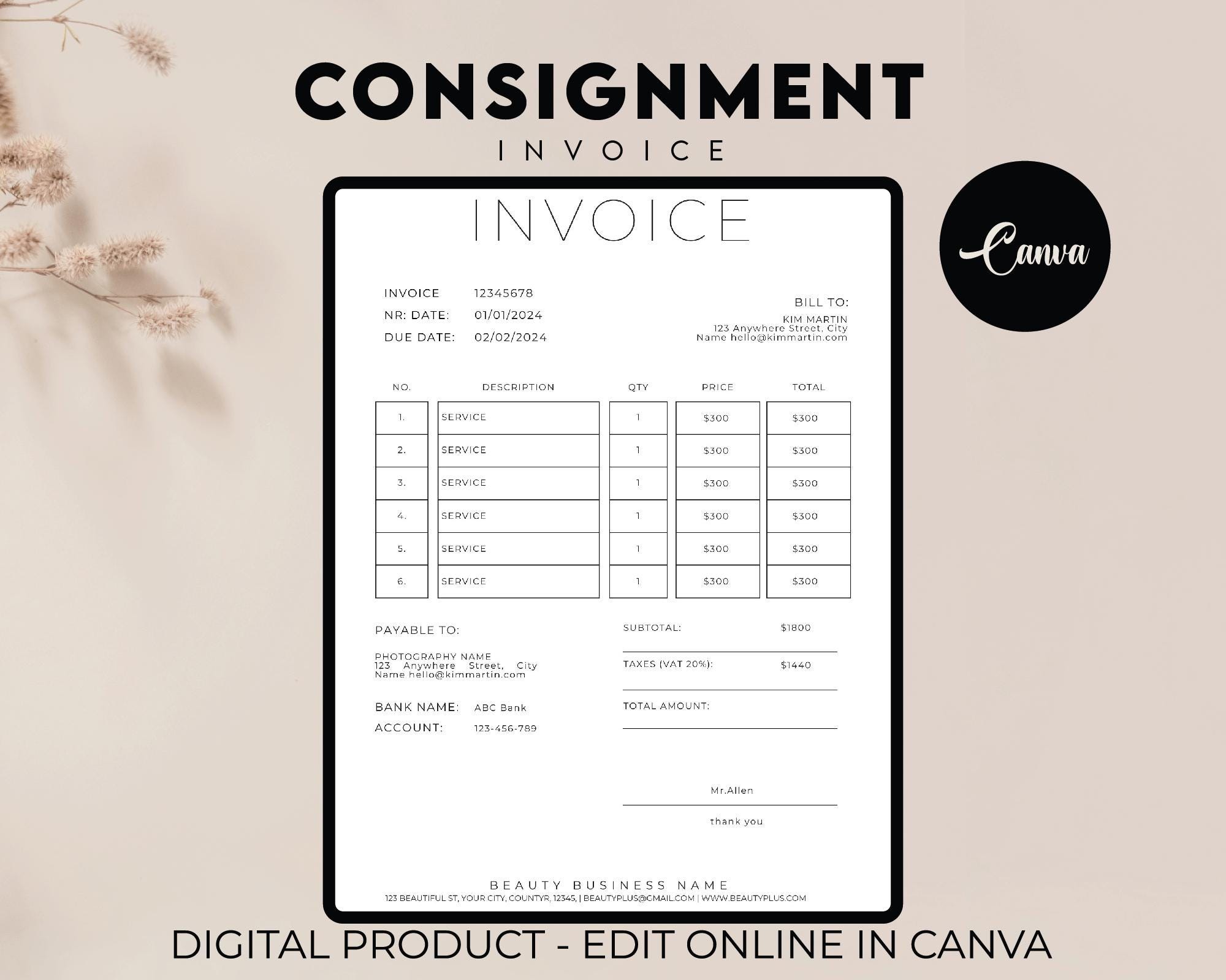 Editable Consignment Agreement, Consignment Store Forms, Product ...