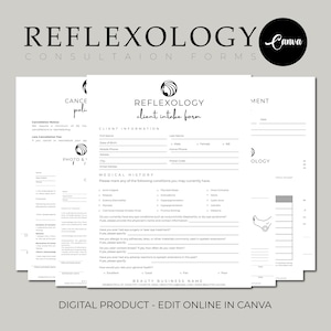 Editable Reflexology Intake Form, Massage Consultation Form, Foot ...