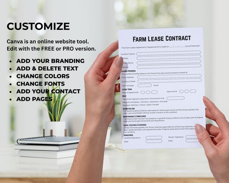 Editable Farm Land Rent Agreement, Farm Lease Contract Template ...
