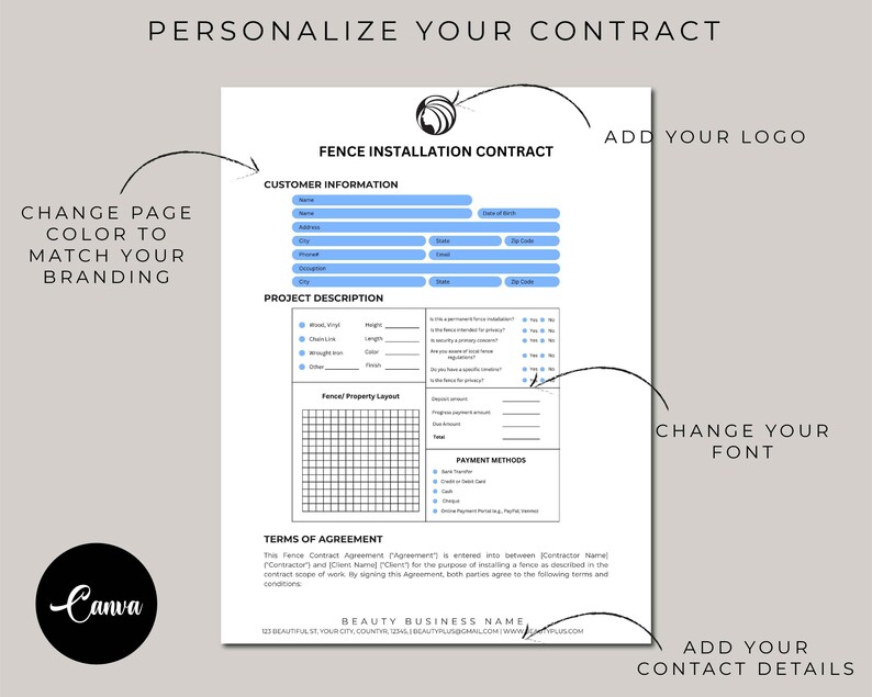 Fencing Contract Template, Fence Contract, Professional Fencing ...