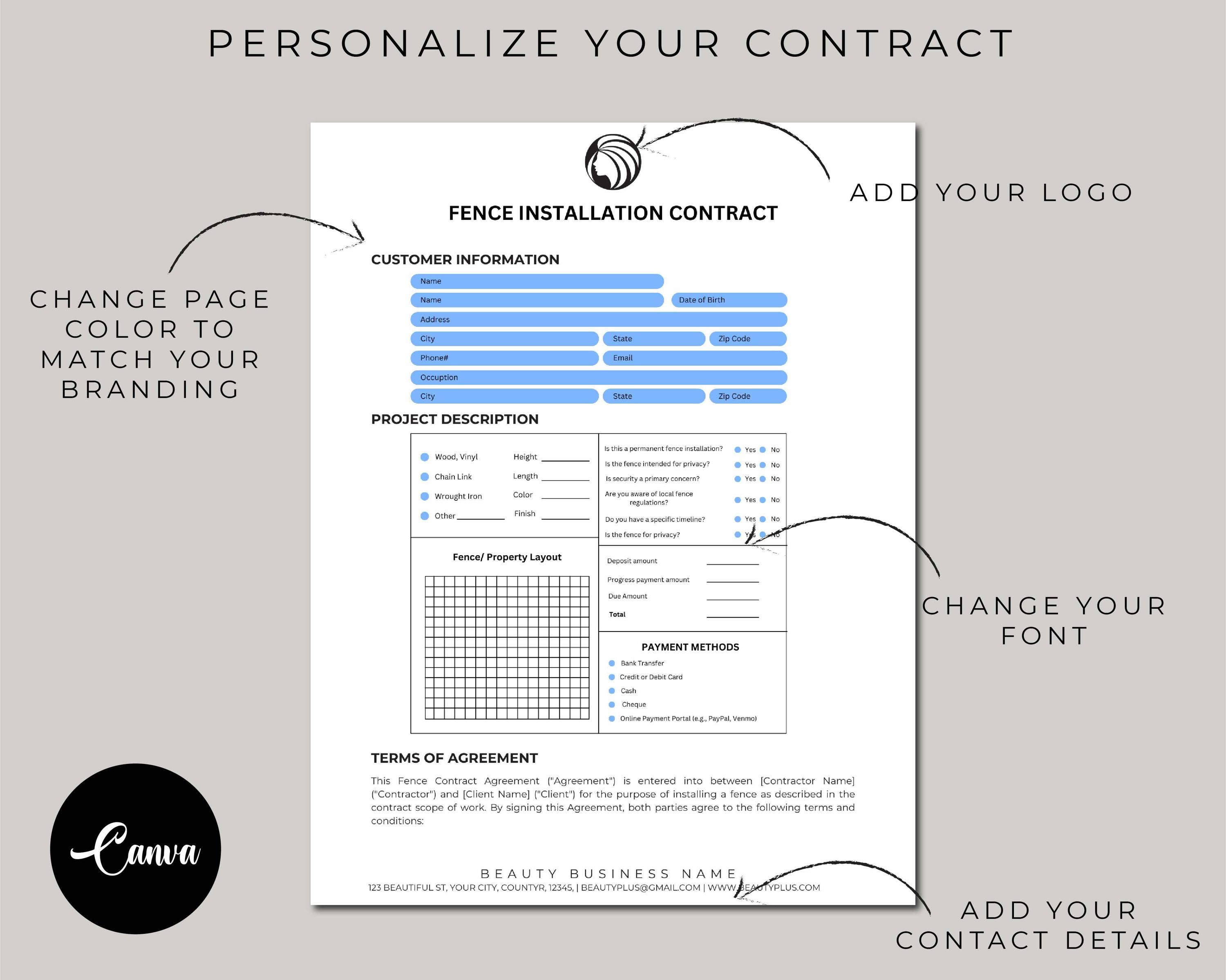 Fencing Contract Template, Fence Contract, Professional Fencing ...