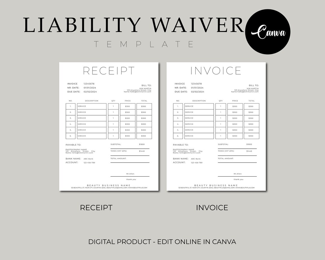 General Liability Waiver Template, Liability Form Agreement, Liability ...