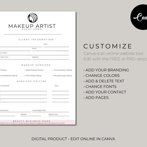 Editable Makeup Contract Template,freelance Makeup Artist Contract ...