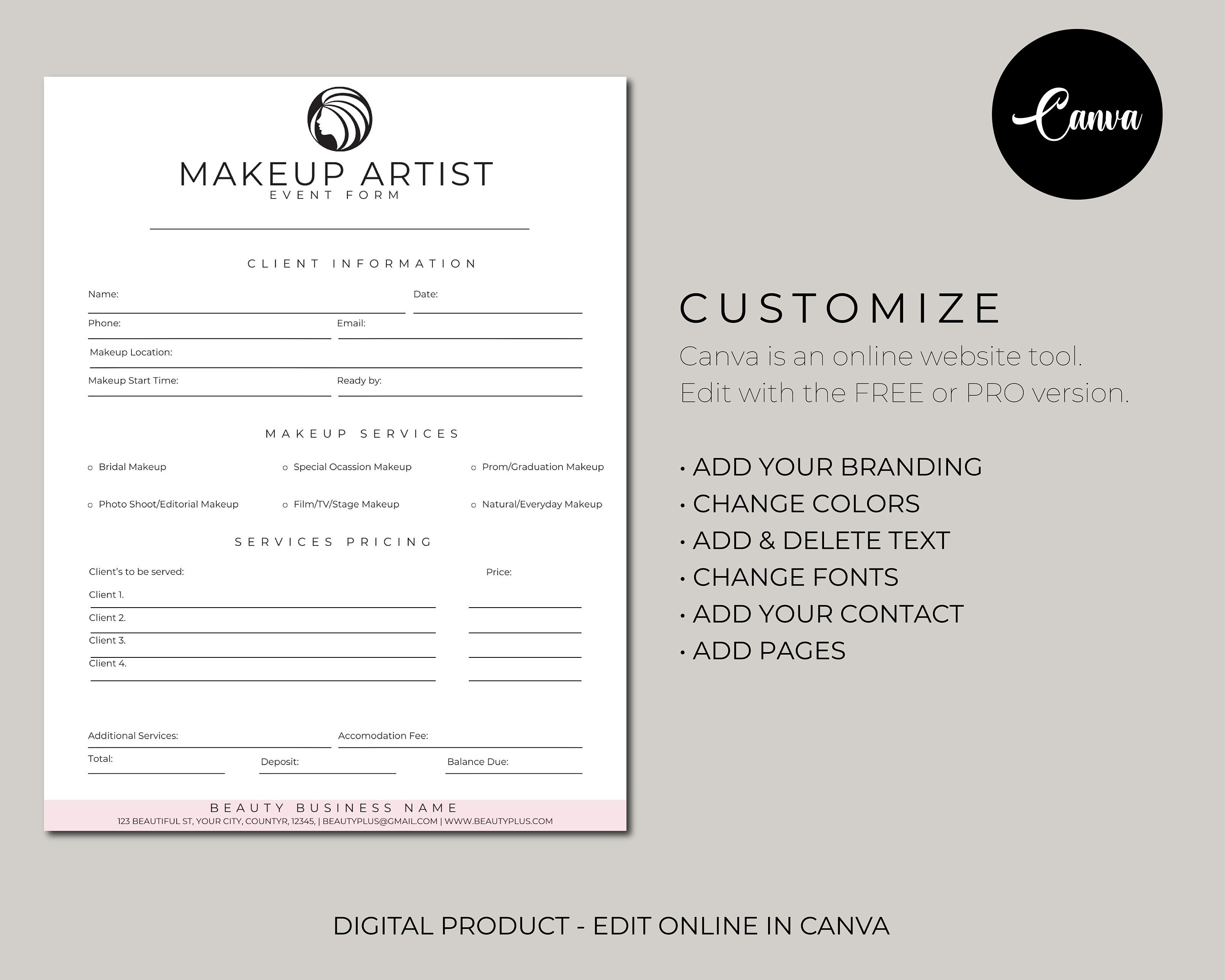 Editable Makeup Contract Template,freelance Makeup Artist Contract ...