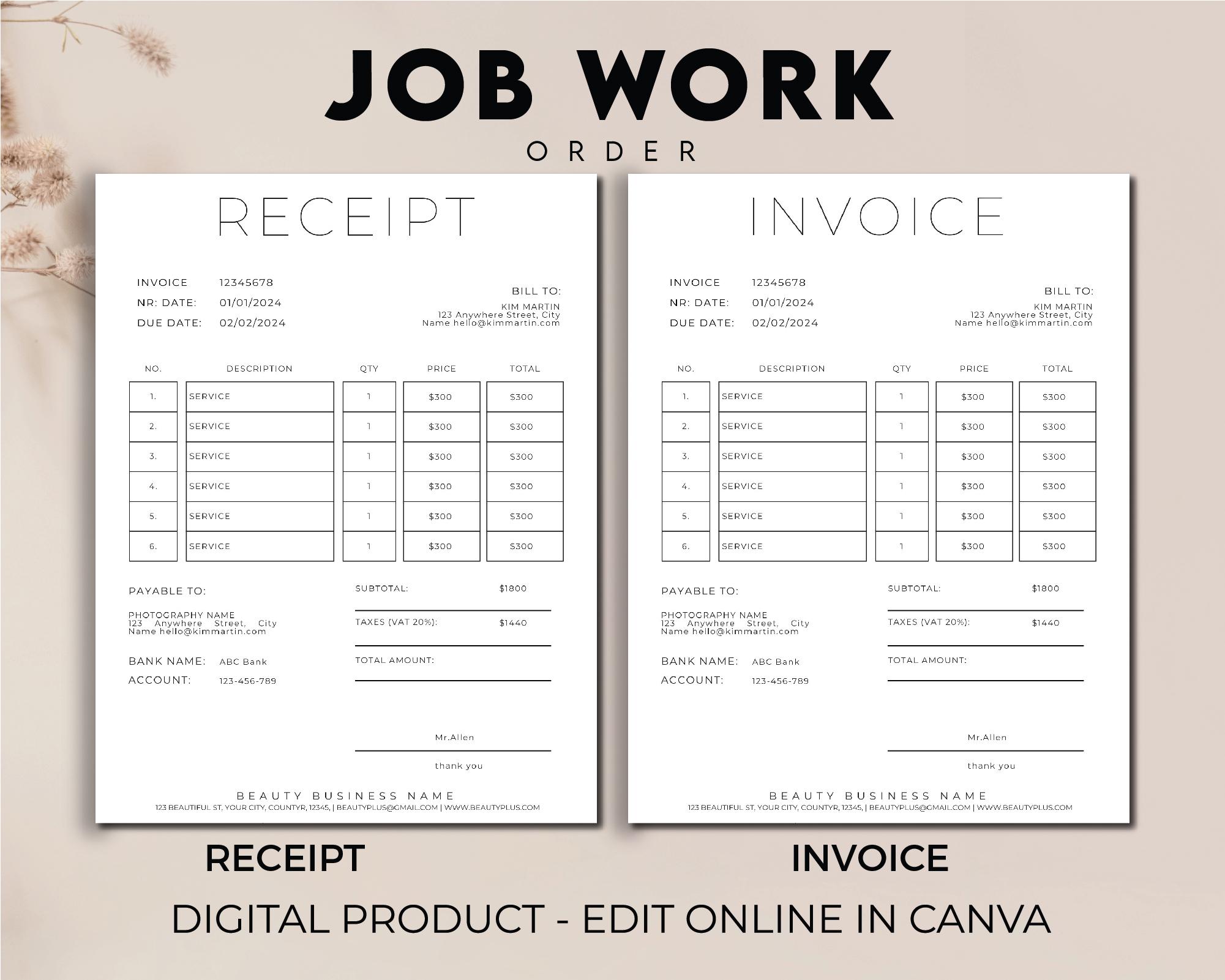 Editable Job Work Order Form, Business Job Work Order, Job Work Order ...