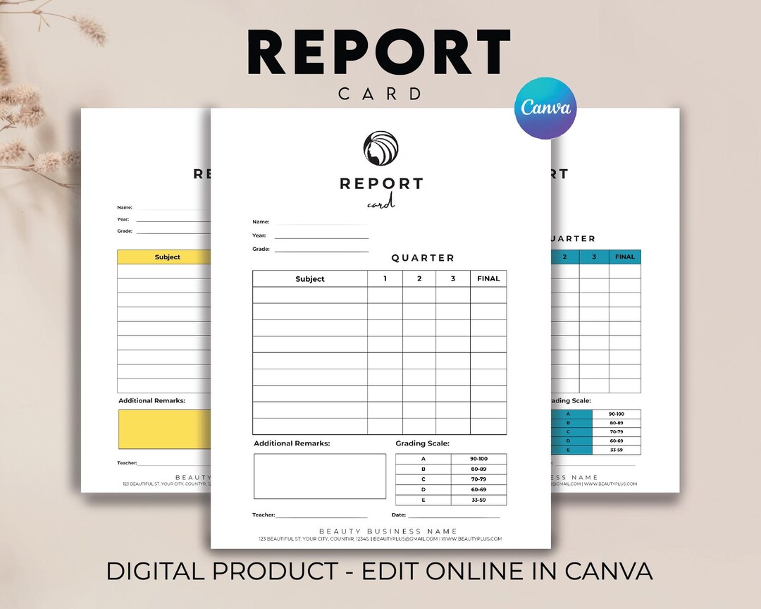 Editable Homeschool Report Card Template, Academic Transcript, Grade ...