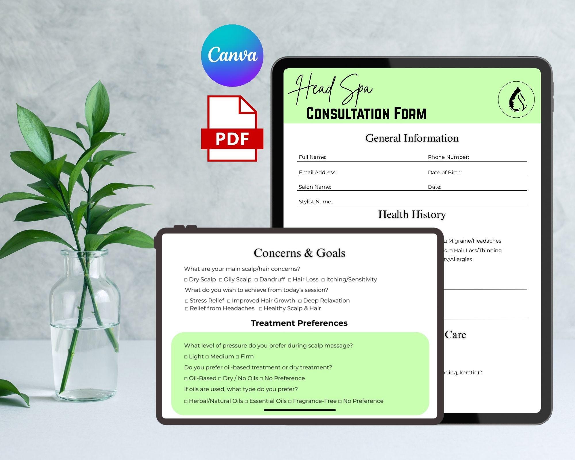 Head Spa Forms, Japanese Head Spa Forms, Head Spa Intake Form, Japanese ...