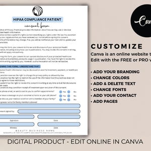 HIPAA Consent Form Template, HIPAA Authorization Forms, New Patient ...