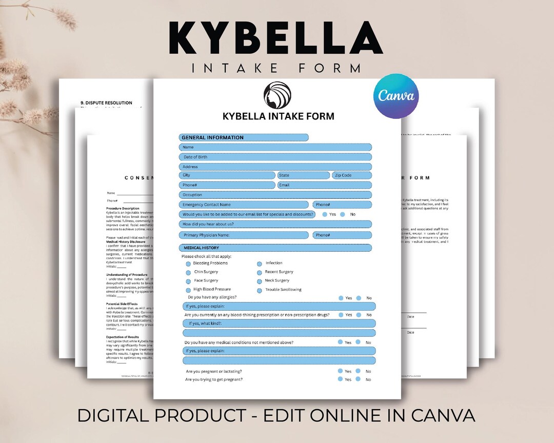 Editable Kybella Consent Forms, Aesthetic Clinic Template, Lipodissolve ...