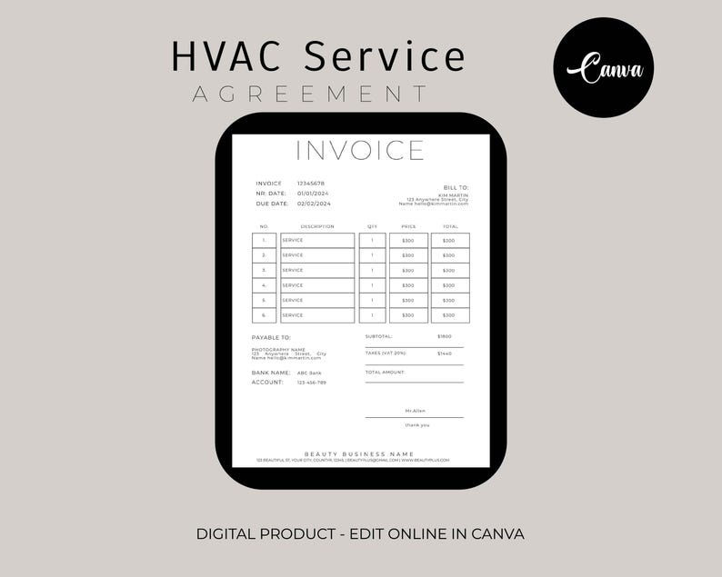 Editable HVAC Service Agreement, Hvac Templates, Hvac Contracts, Hvac ...