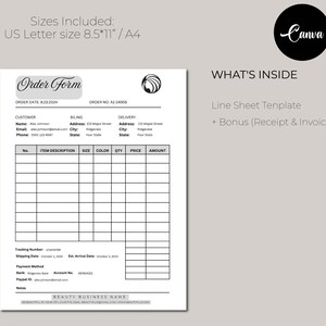 Line Sheet for Wholesale, Seller Shop, Price List Template, Editable ...