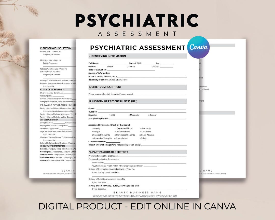 Psychiatry H&P Clinical Template, Healthcare Professionals Notes ...