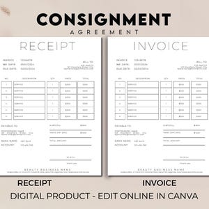 Editable Consignment Agreement, Consignment Store Forms, Product Consignment Agreement, Reseller ...