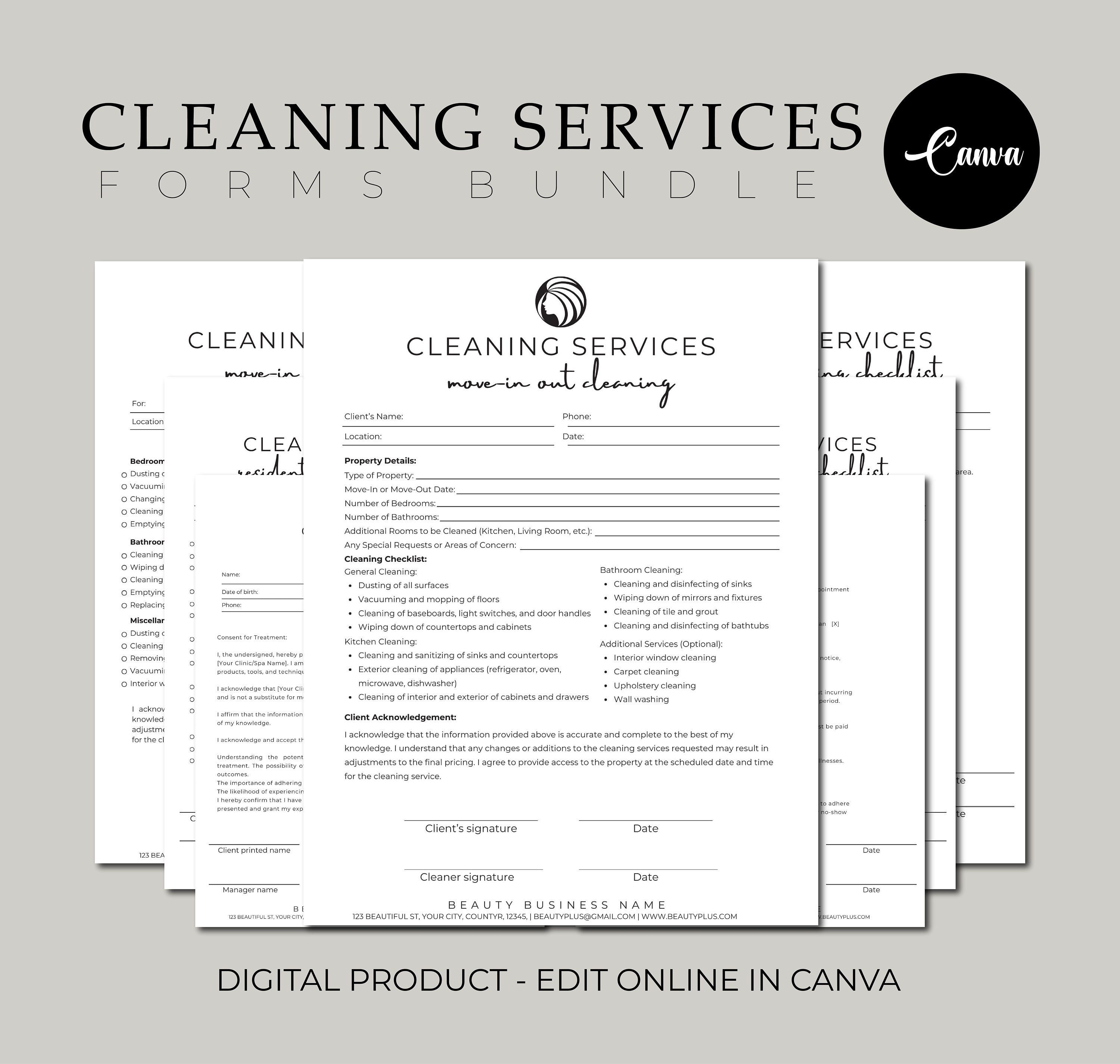 Cleaning Business Document Bundle, Editable Cleaning Service Agreement ...