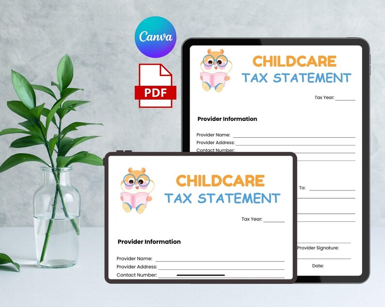 Childcare Tax Statement Template, Daycare Tax Statement Template, End ...