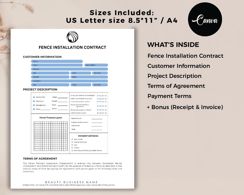 Editable Fencing Contract Template, Professional Fencing and Gates ...