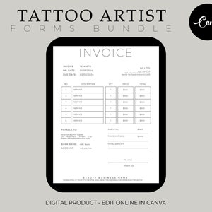 Tattoo Artist Forms Bundle - Editable!, Tattoo Consent Form, Tattoo ...