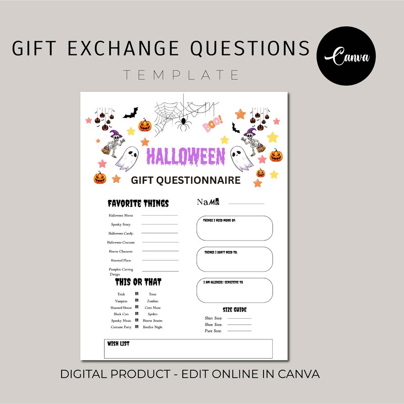 Boo Basket Questionnaire - Etsy
