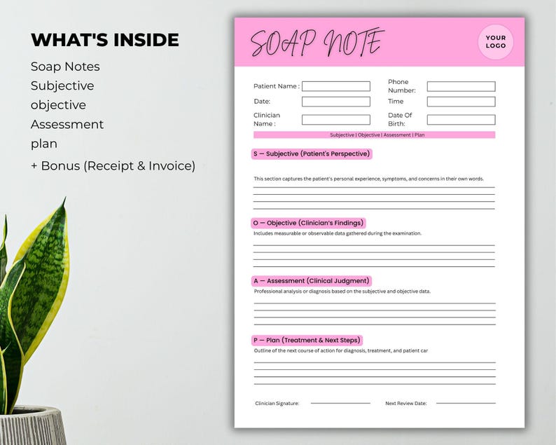 Editable SOAP Note Template, Soap Notes Format, Note Template for ...