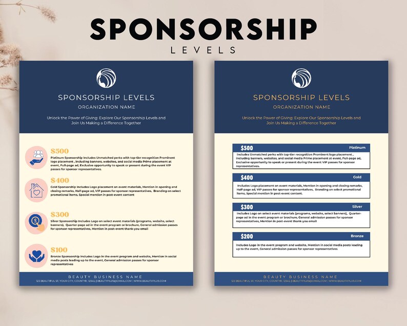 Nonprofit Event Sponsorship Fundraising Flyers, Non Profit Sponsor Levels, Event Sponsorship ...