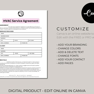 Editable HVAC Service Agreement, Hvac Templates, Hvac Contracts, Hvac ...