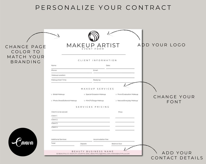 Editable Makeup Contract Template,freelance Makeup Artist Contract ...