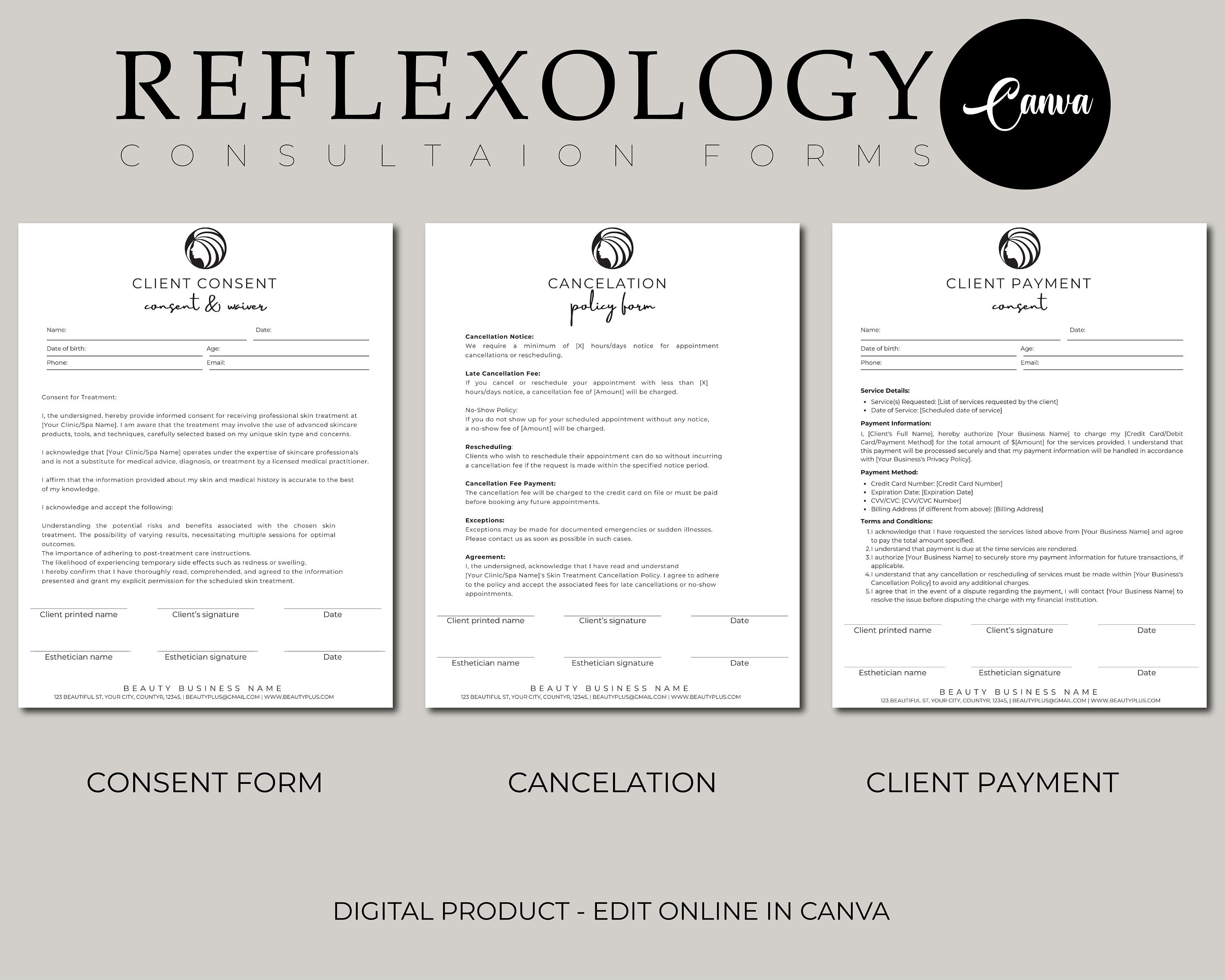 Editable Reflexology Intake Form, Massage Consultation Form, Foot ...