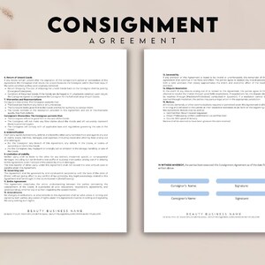 Editable Consignment Agreement, Consignment Store Forms, Product ...